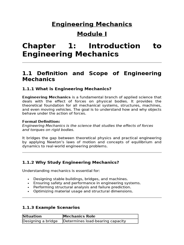 Engineering Mechanics Unit I | PDF | Force | Continuum Mechanics