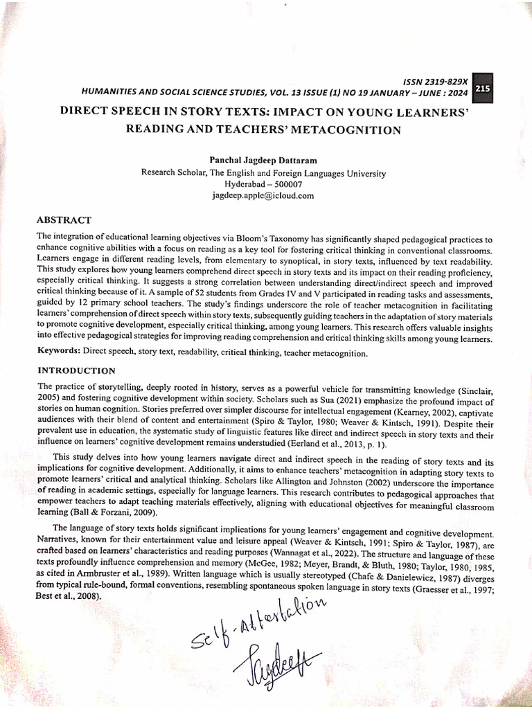 Self HSSS Pub | PDF