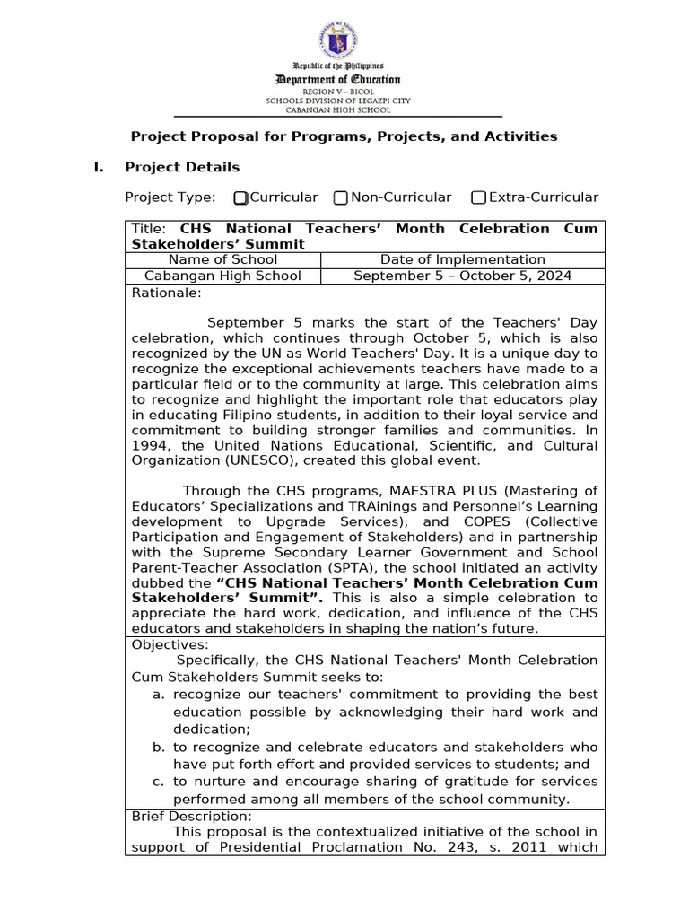 Proposal For Teachers Day | PDF