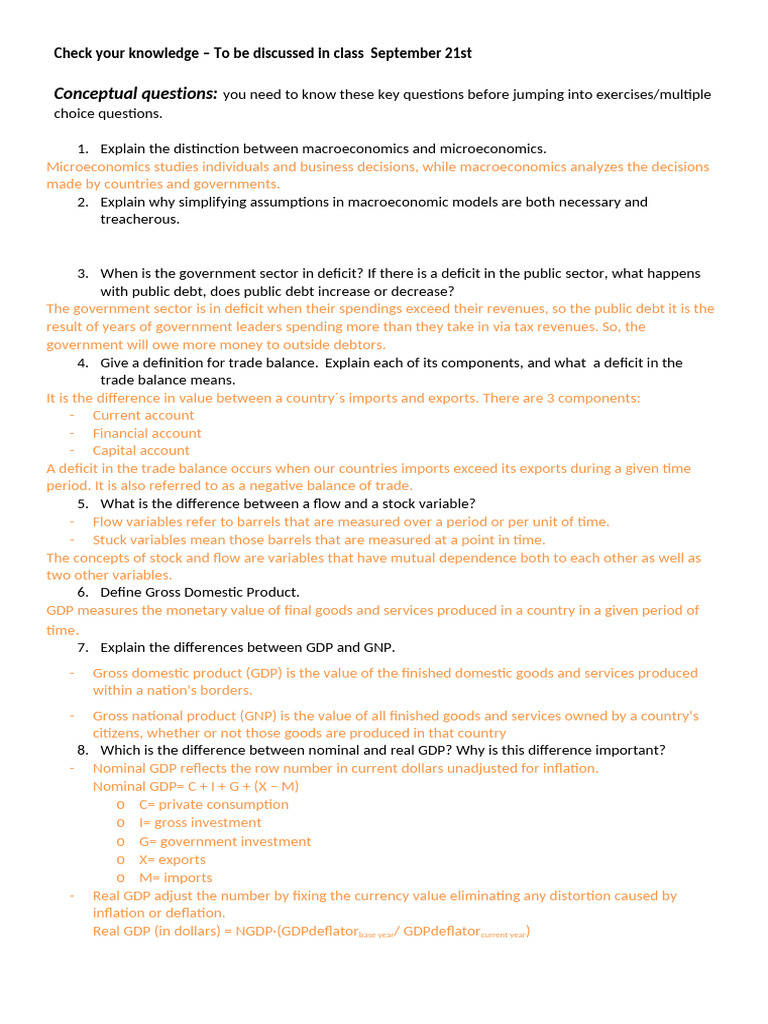 Check Your Knowledge - Topic 1docx | PDF | Cost Of Living | Gross ...