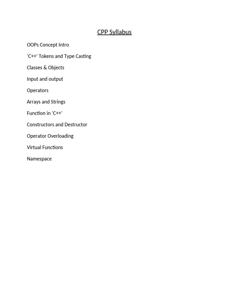 CPP Syllabus | PDF