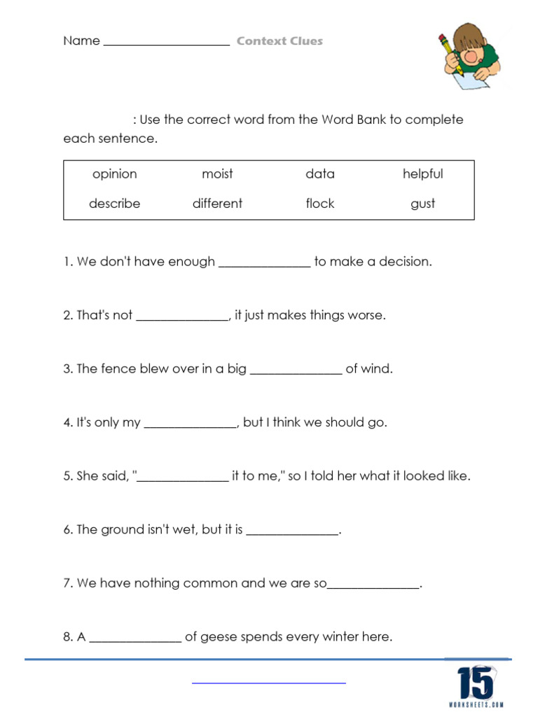 Context Clue - Fill in The Blank | PDF