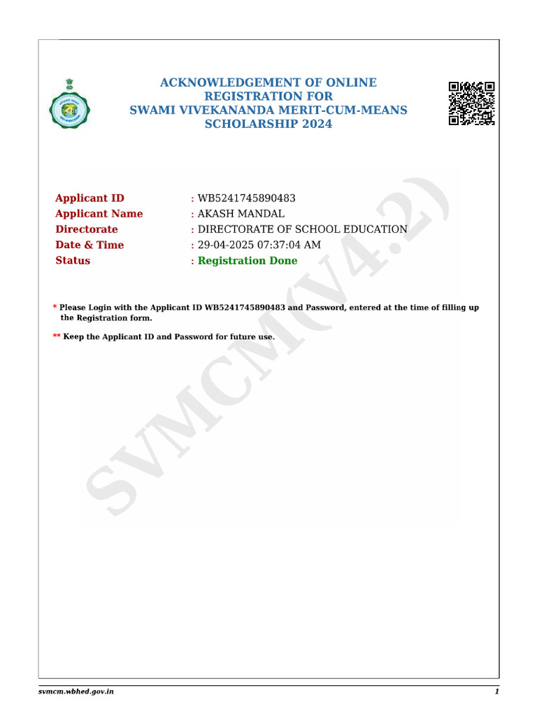 Akash Svmcm Acknowledgment | PDF