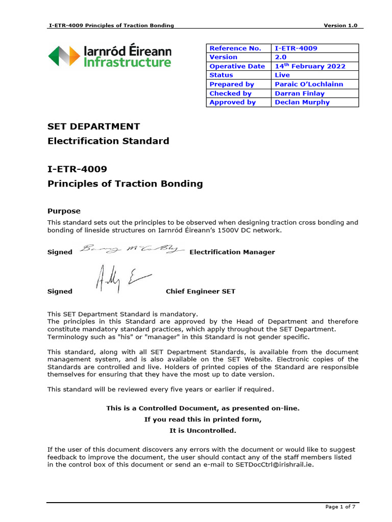 I-ETR-4009 Iss.2.0 Principles of Traction Bonding | PDF | Electrical ...