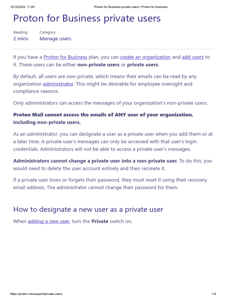 Managing Private Users in Proton Business | PDF | Password | User ...