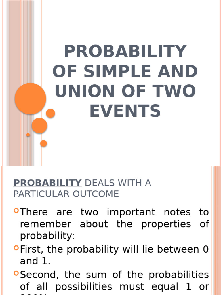 Probability of Simple and Union of Two Events | PDF