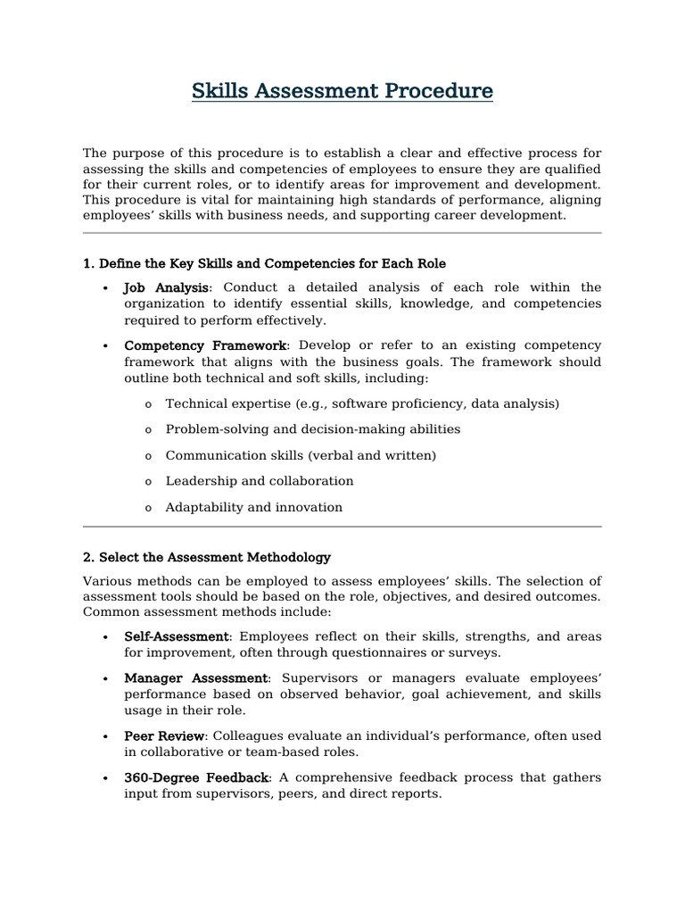 Skills Assessment and Competency Gaps | PDF | Educational Assessment ...