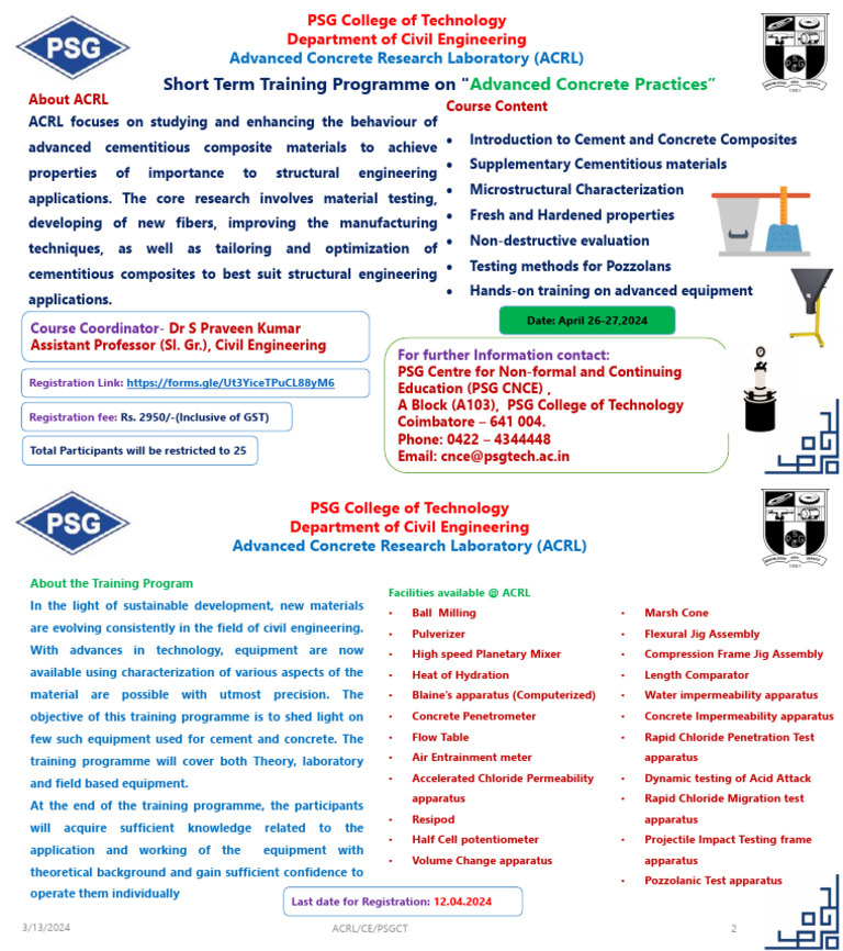 Short Term Training Program | PDF | Concrete | Cement