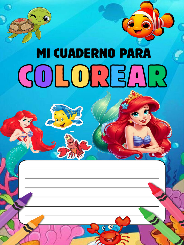 Portada de Cuaderno Dibujos para Colorear Ilustrativo Infantil Colorido ...