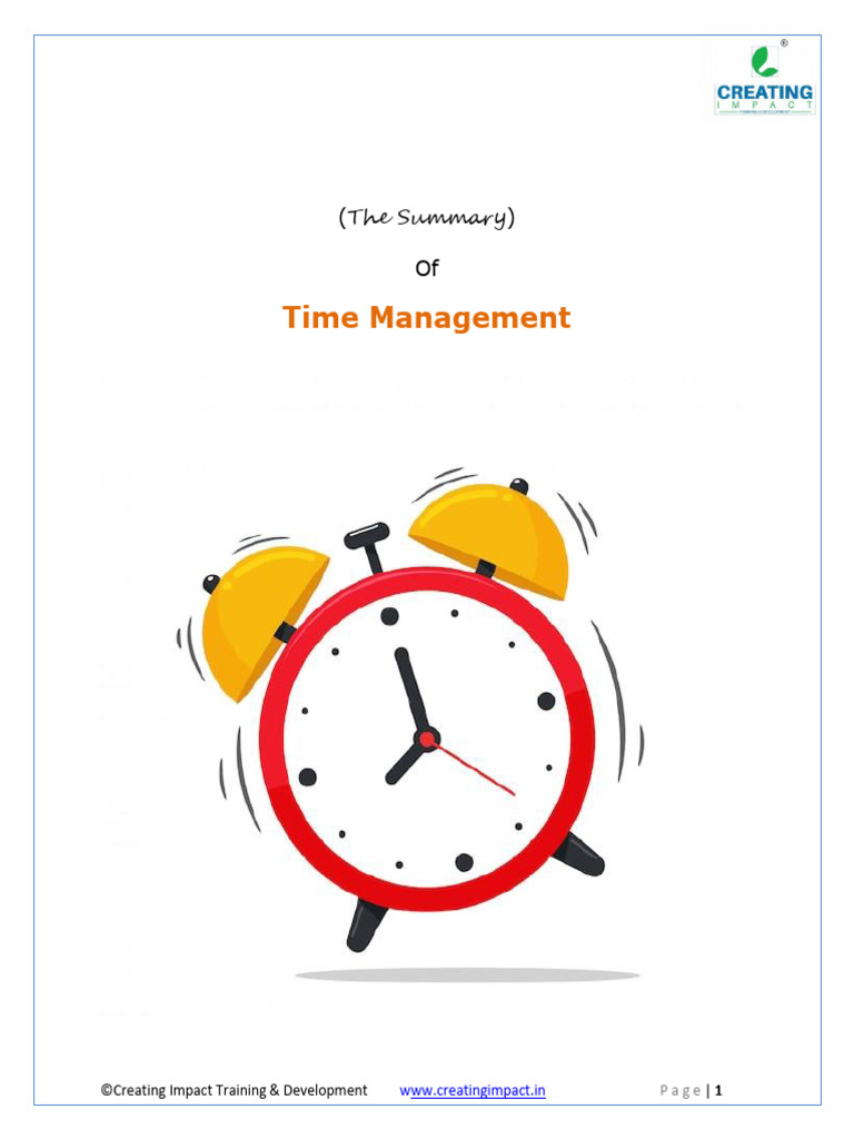 SAR Booklet-Time Management | PDF | Time Management | Professional Skills