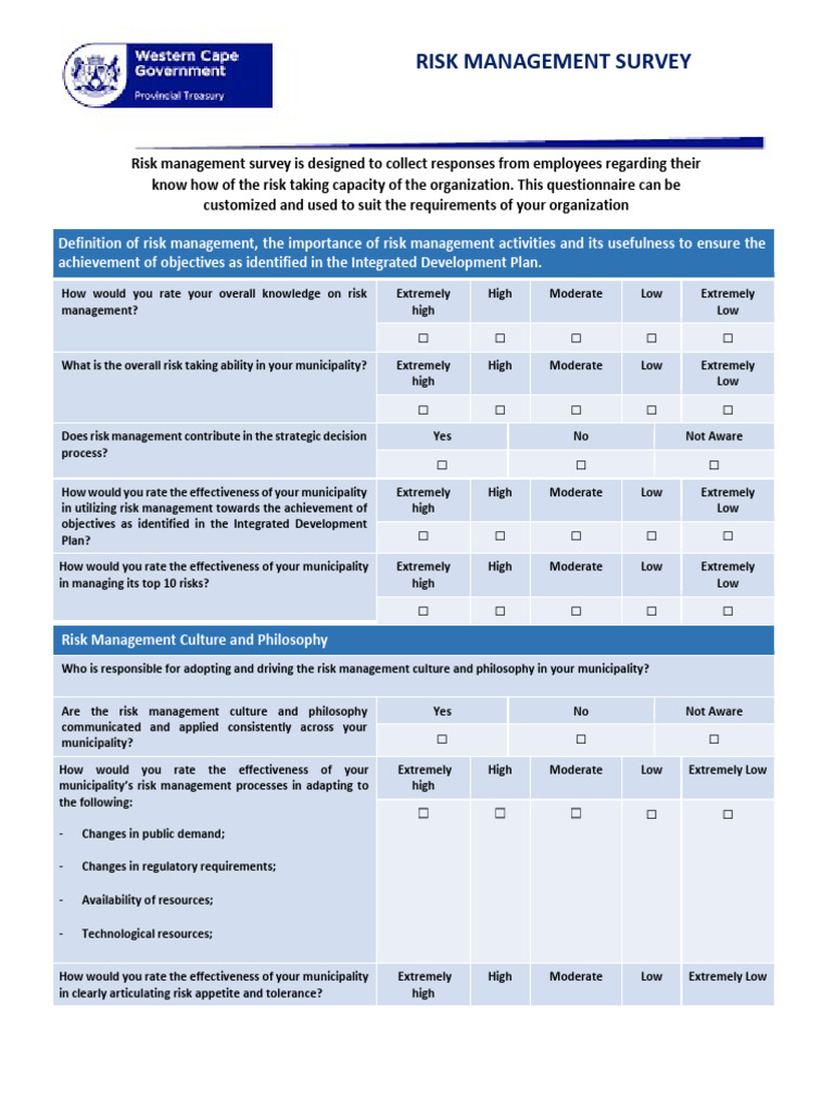 2 Risk Management Survey Template 0 | PDF | Risk Management | Risk