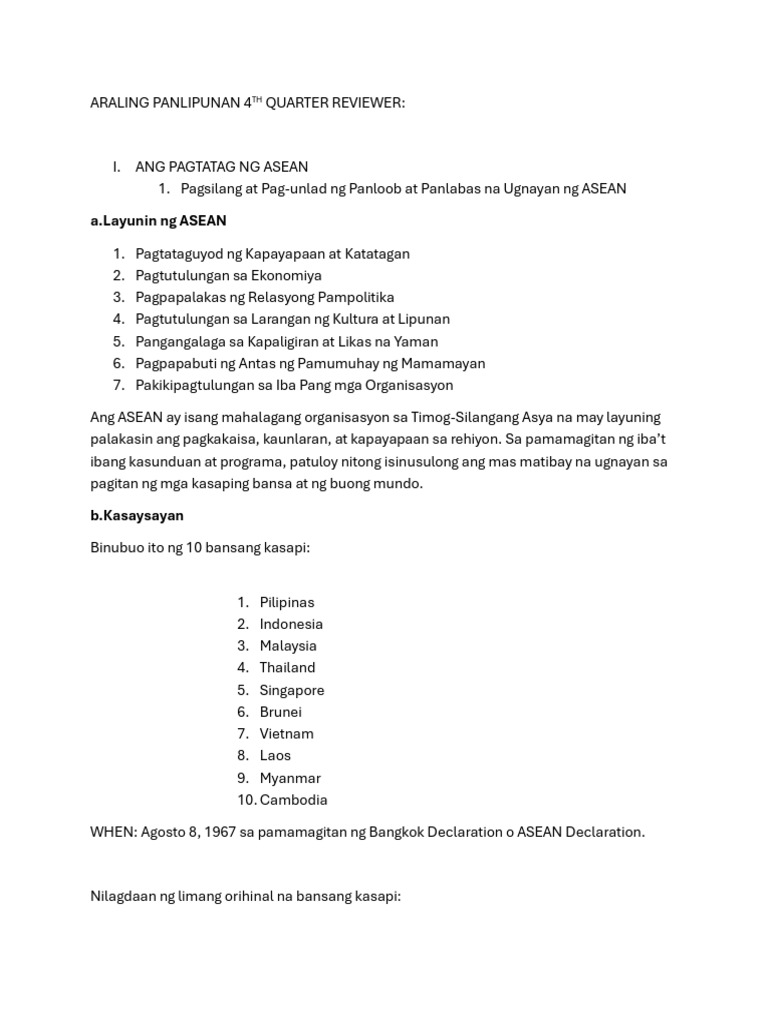 A.layunin NG ASEAN | PDF