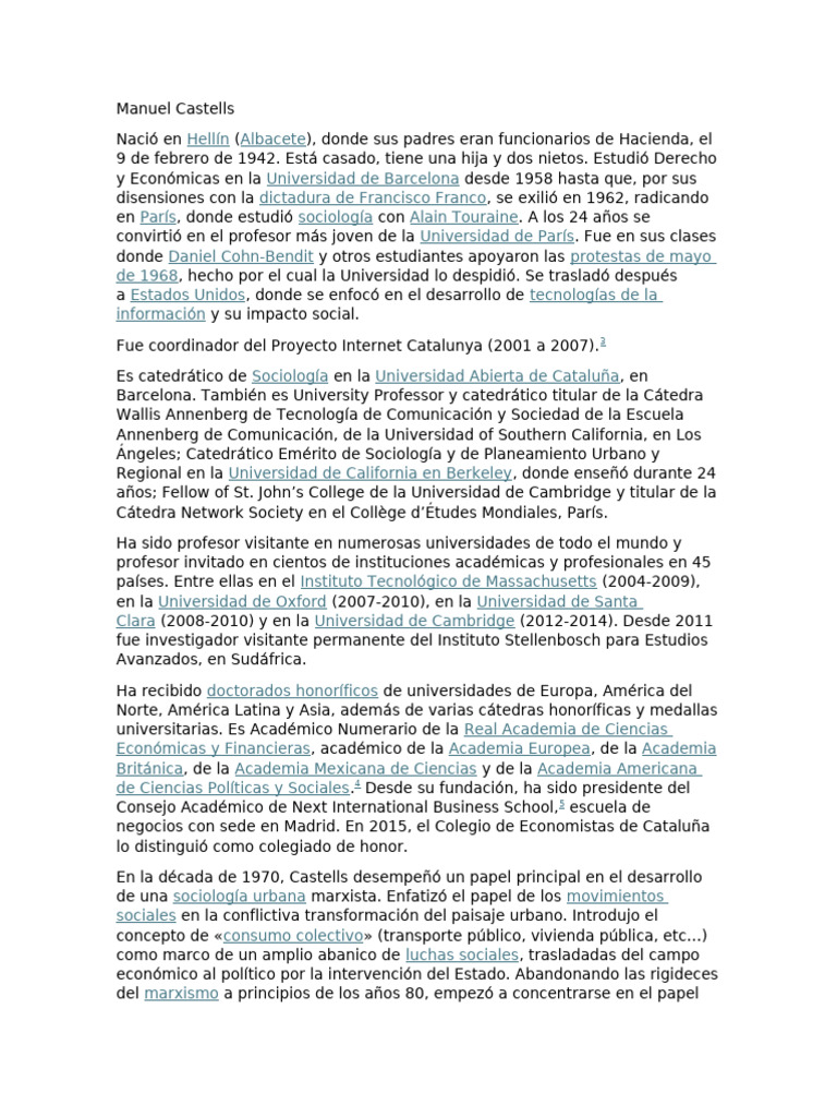 Manuel Castells: Sociología y Globalización | PDF | Economias