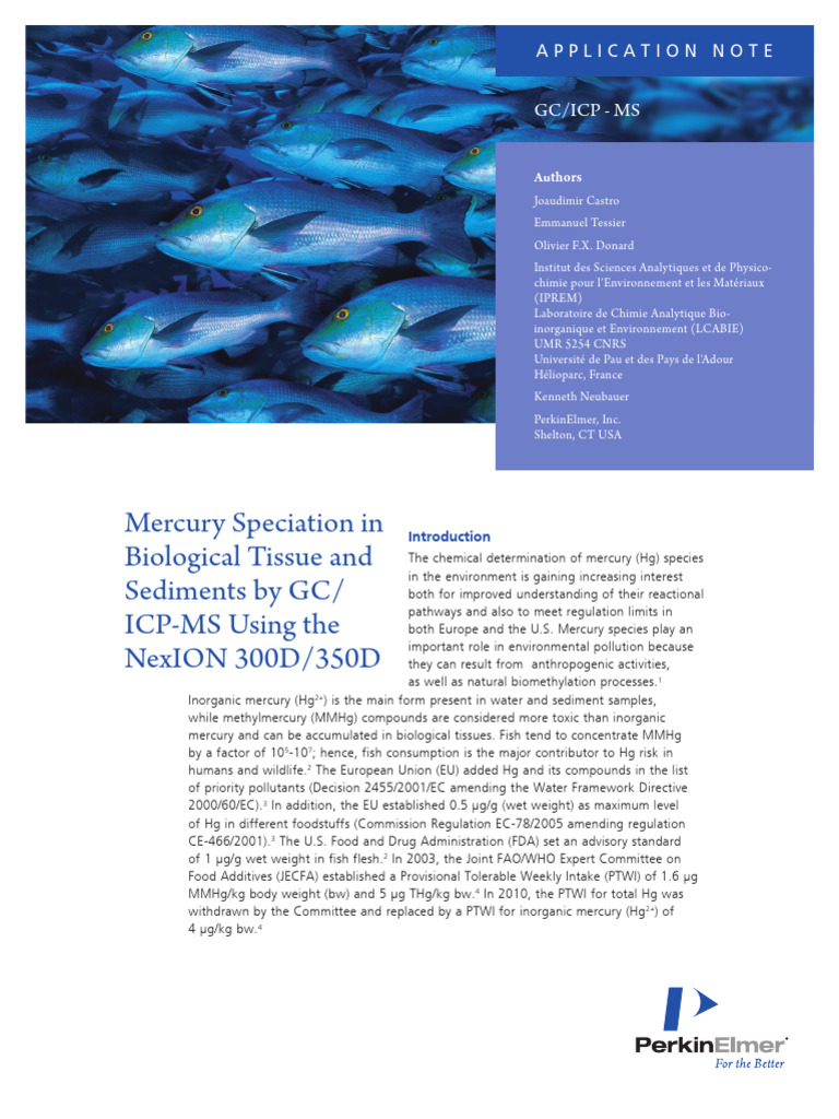 NexION 300D350D Mercury Speciation in Biological Tissues Sediments GC ...