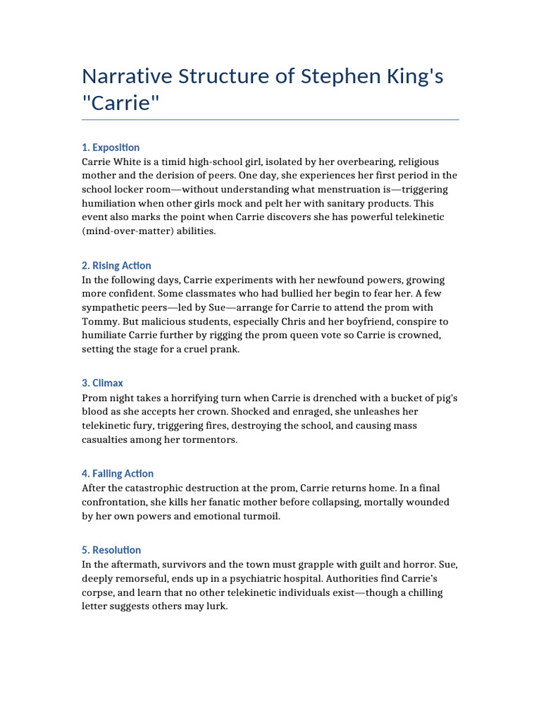 Carrie Narrative Structure | PDF