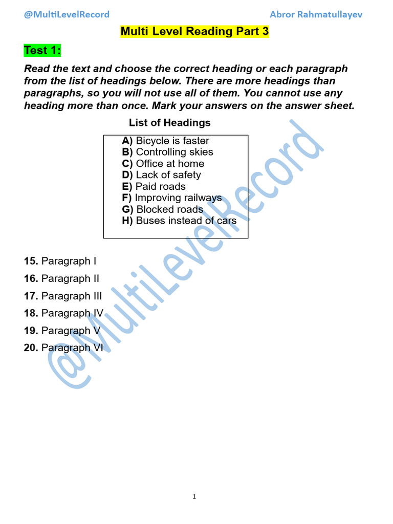 Multi-Level Reading Part 3 - @MultiLevelRecord | PDF | Rail Transport ...