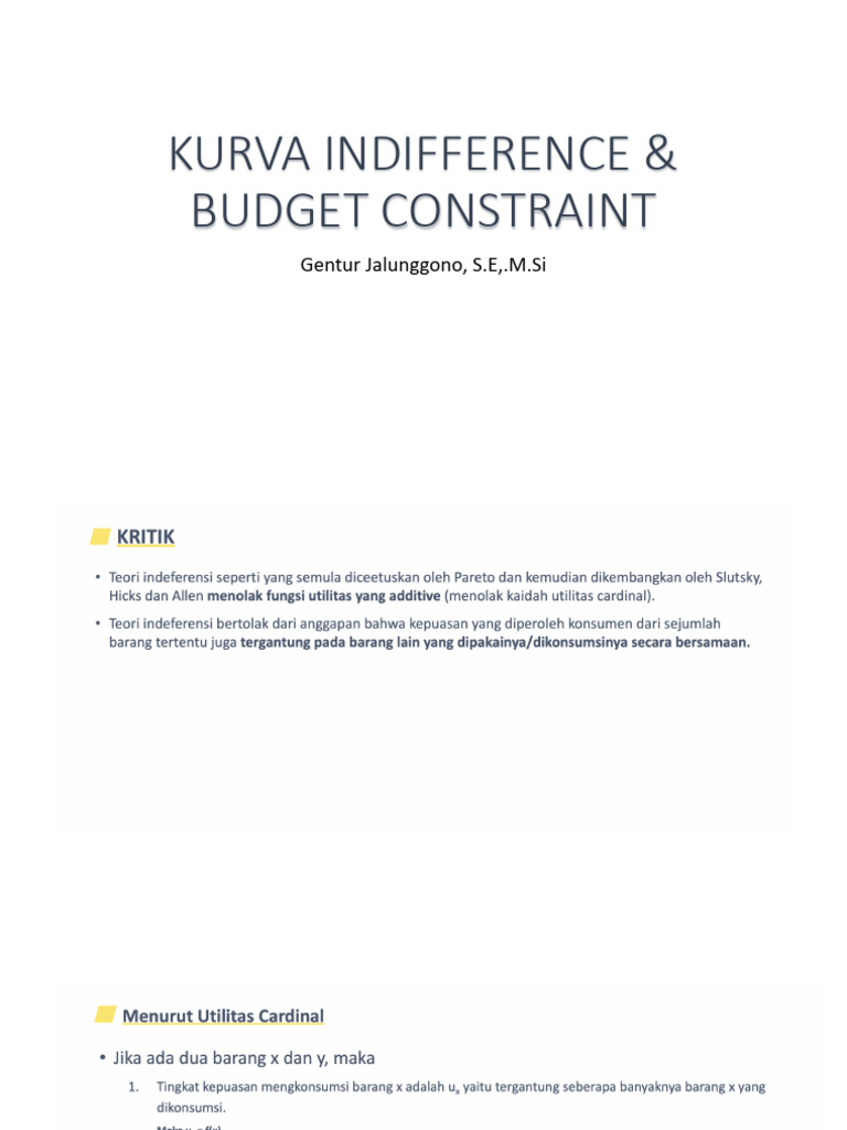 Kurva Indifference & Budget Constraint | PDF