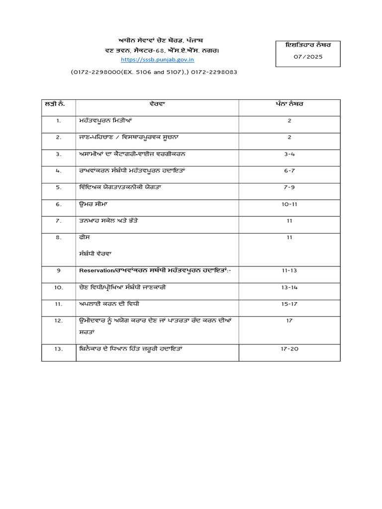 PSSSB Jail Warder Recruitment 2025 Official Notification | PDF