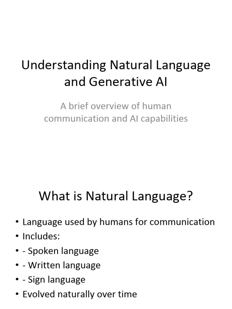 Natural Language and Generative AI Overview | PDF | Artificial ...