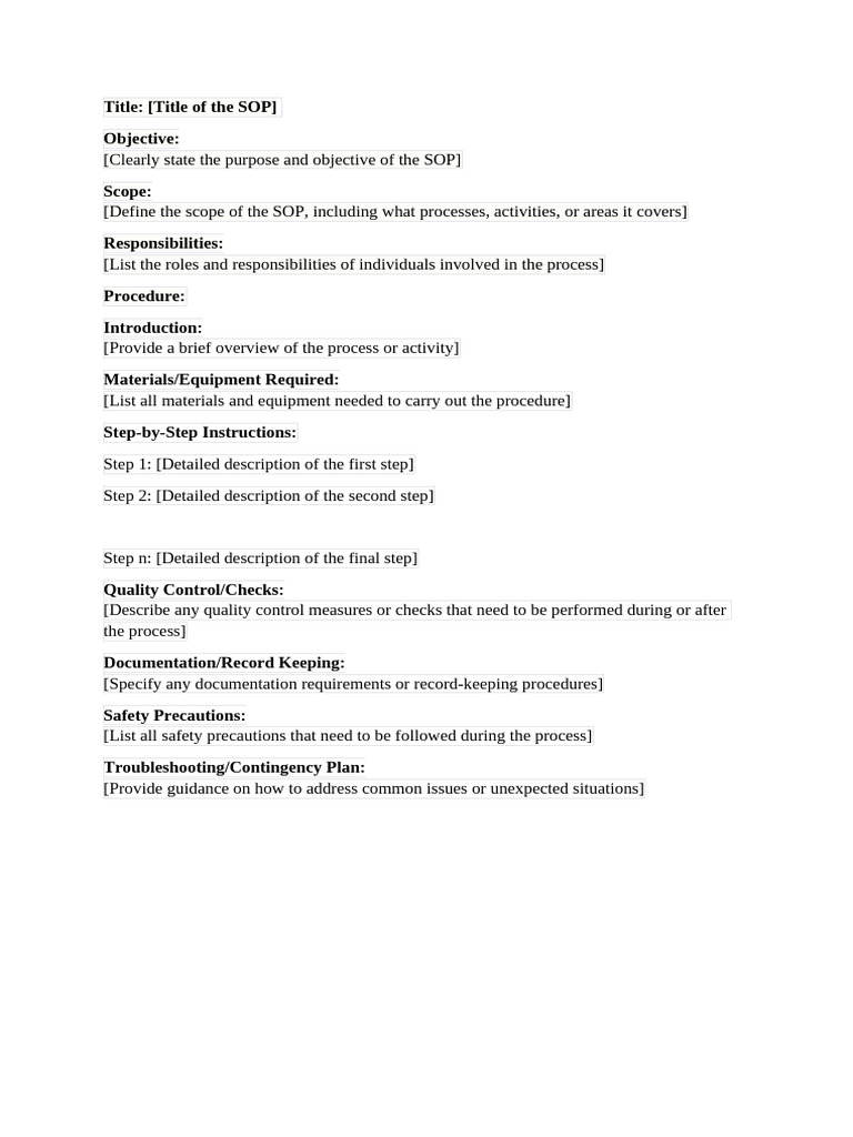 SOP Template and Guidelines | PDF
