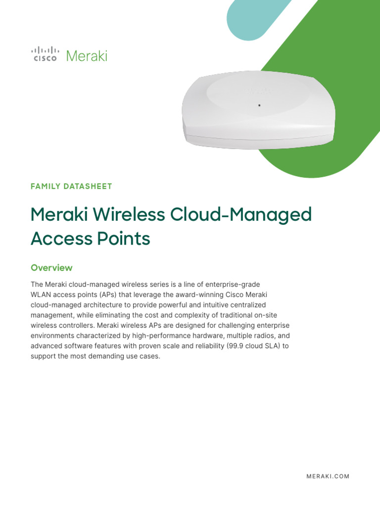 Meraki MR Series Access Points Overview | PDF | Wi Fi | Ieee 802.11