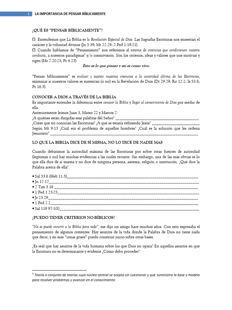 La Importancia de Pensar Biblicamente | PDF | Biblia | Dios