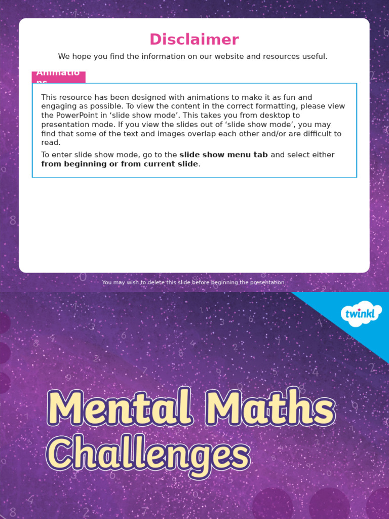 T2 M 572 Mental Maths Challenge Powerpoint - Ver - 2 | PDF