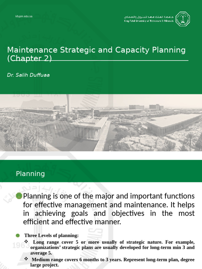 Maintenance Strategic Planning Guide | PDF | Forecasting | Seasonality