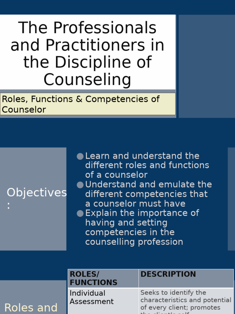 Counselor Roles and Competencies | PDF | Counseling Psychology ...