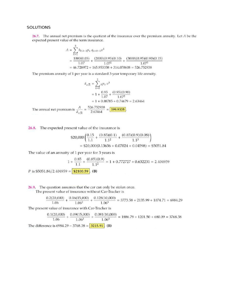 Exercice Actuariat Vie 5 - Corrigé | PDF