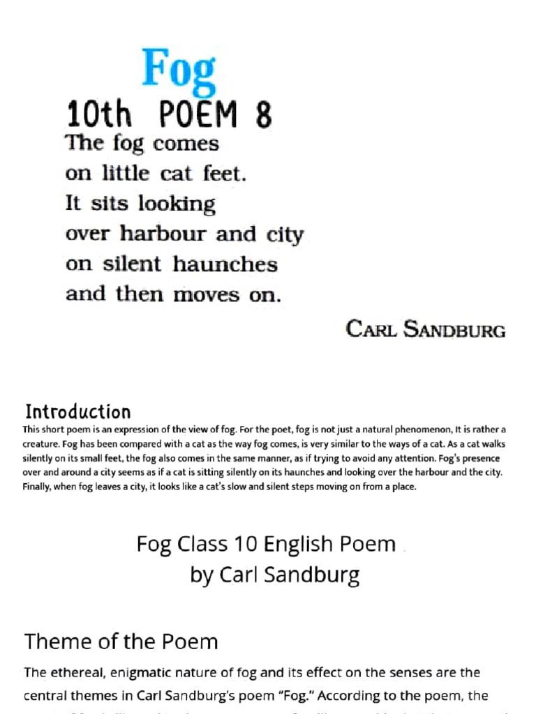 10th POEM 8 fog | PDF | Poetry