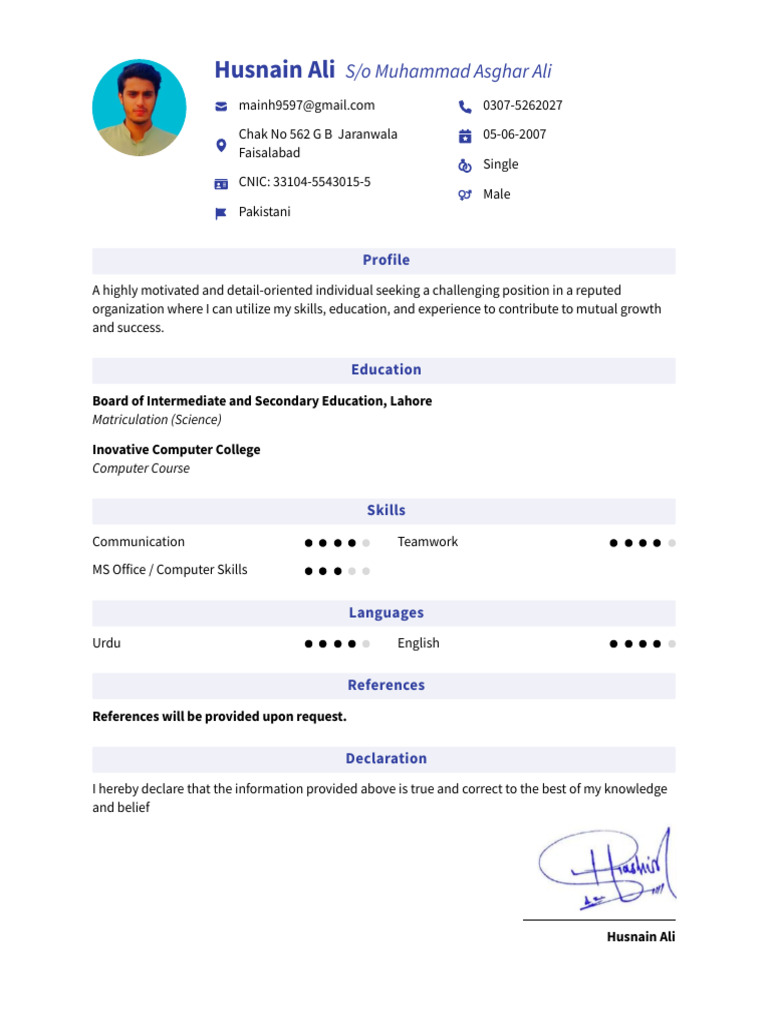 Husnain Ali FlowCV Resume 20250731 | PDF