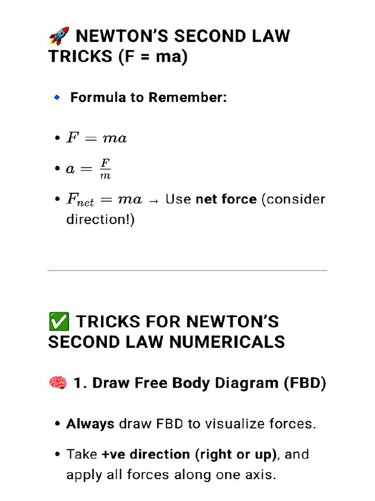 Newton's Second Law of Motion | PDF