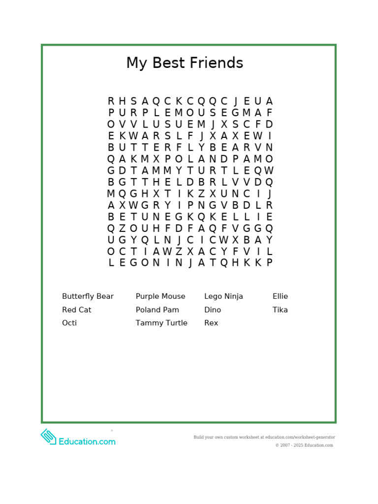 Nolan Friend Word Search | PDF