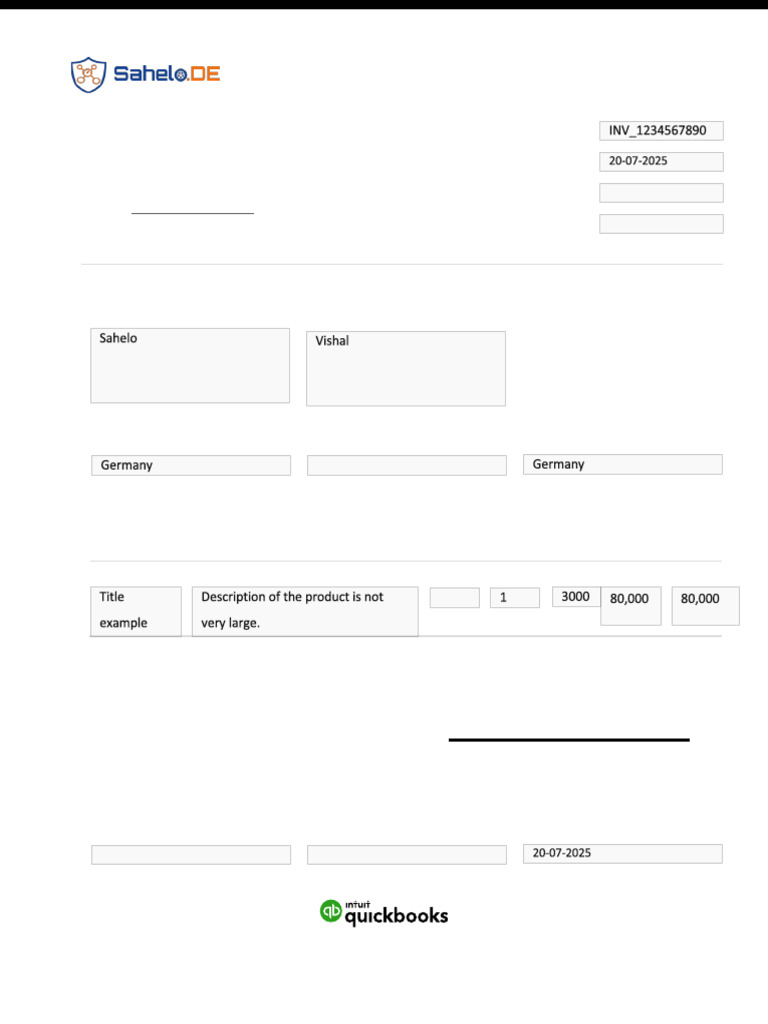 QuickBooks Invoice Template Example | PDF