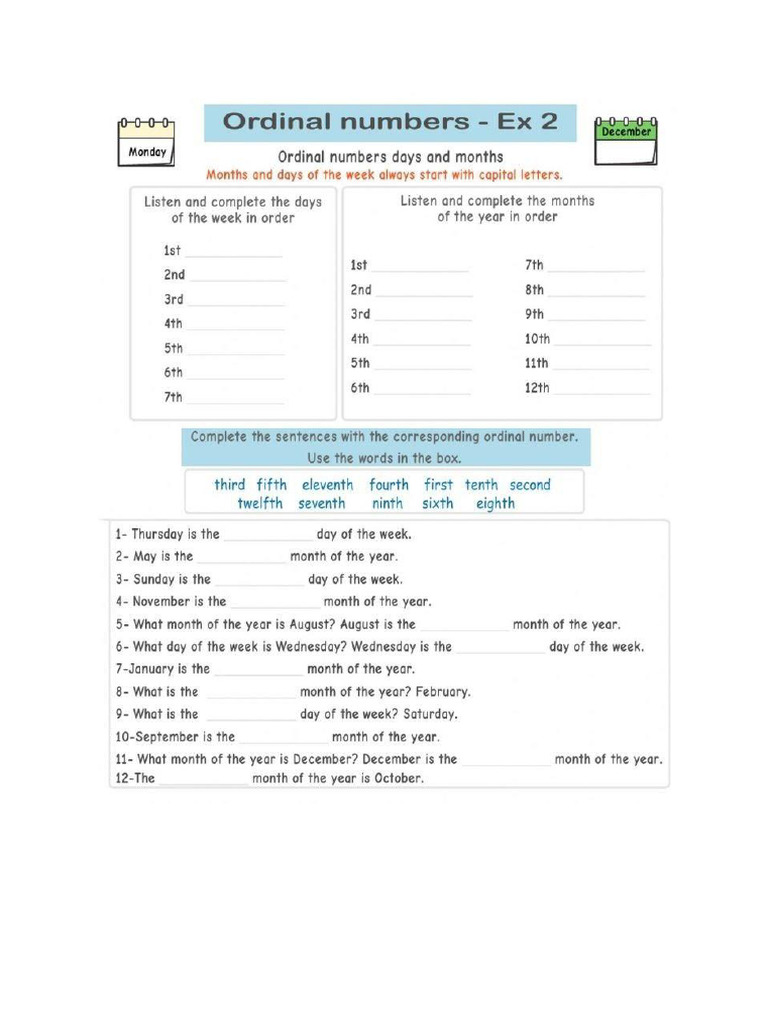 Ordinal Numbers 3 | PDF