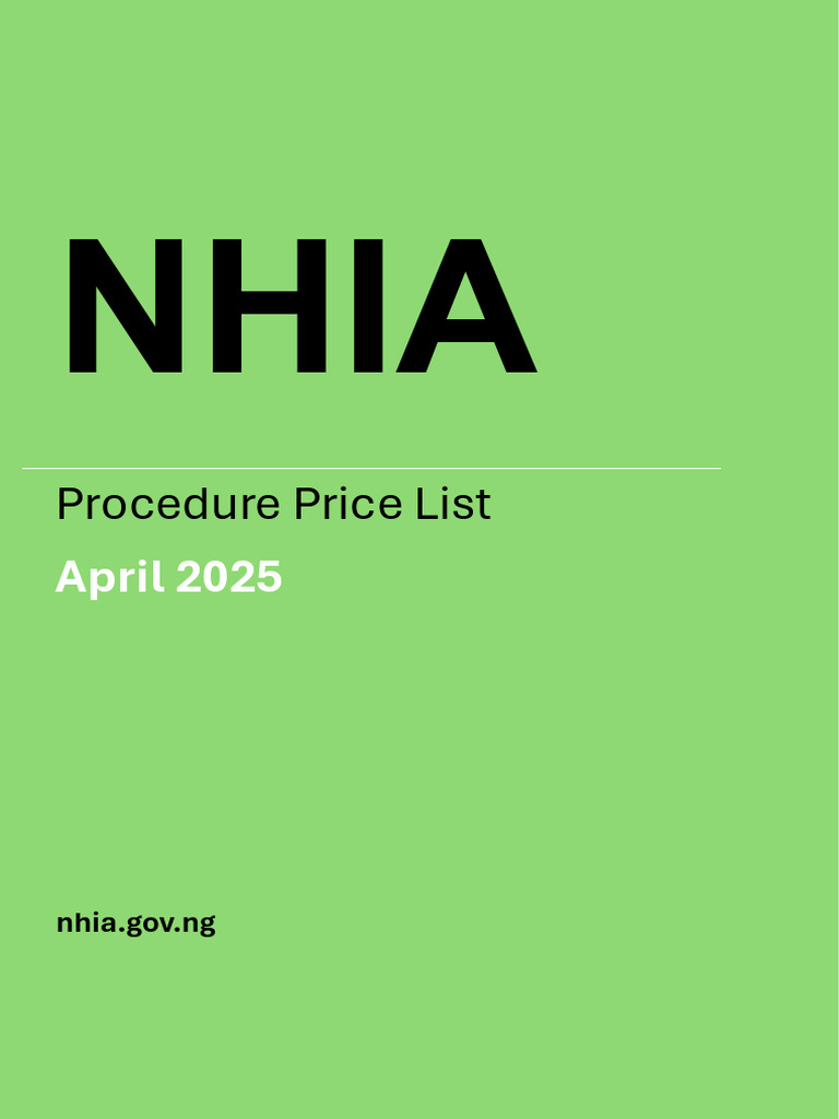 NHIA Medical Procedure Price List 2025 | PDF | Health Care | Vagina