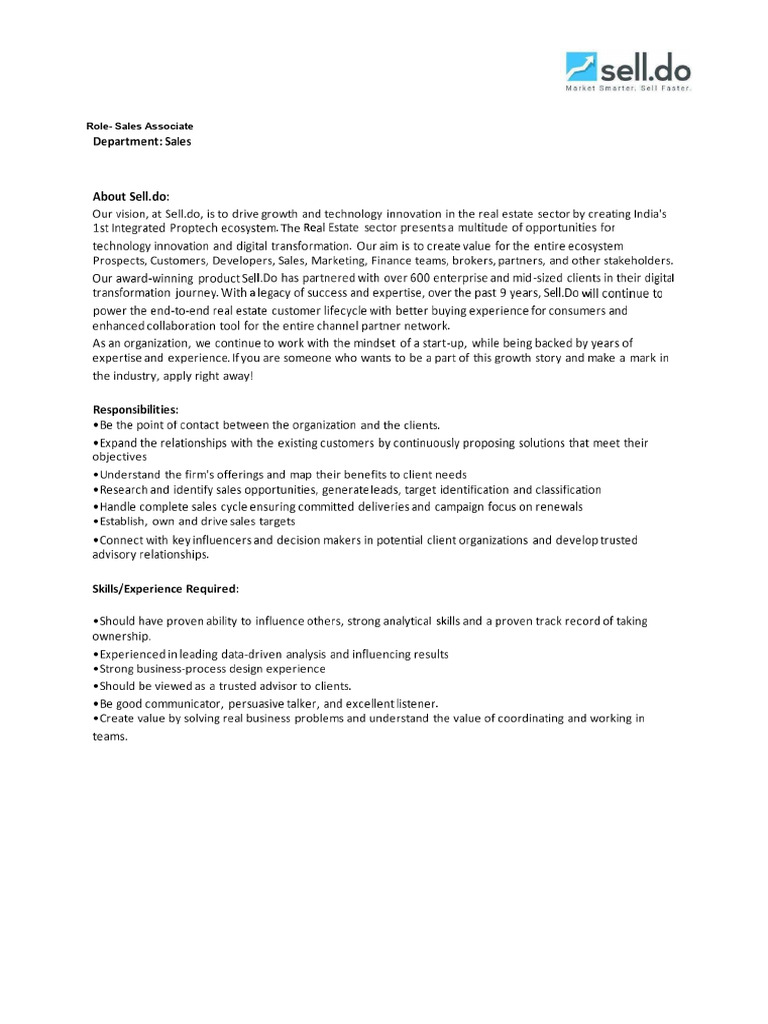 JD Sales Intern | PDF