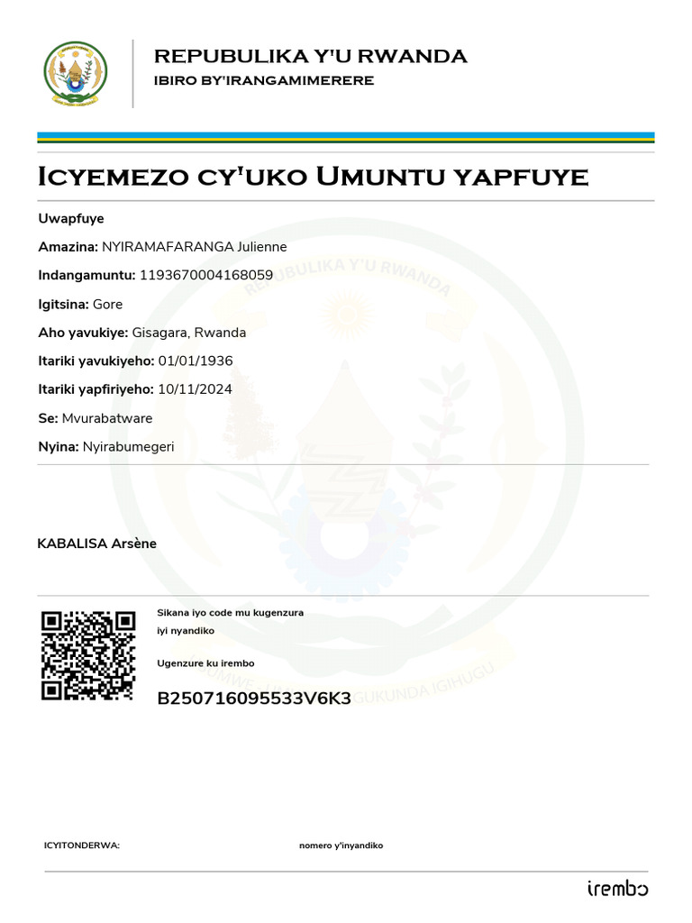 Icyemezo Cy'Uko Umuntu Yapfuye - b250716095533v6k3 | PDF