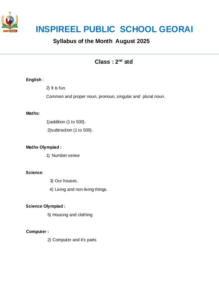 2nd - Syllabus of The Month | PDF