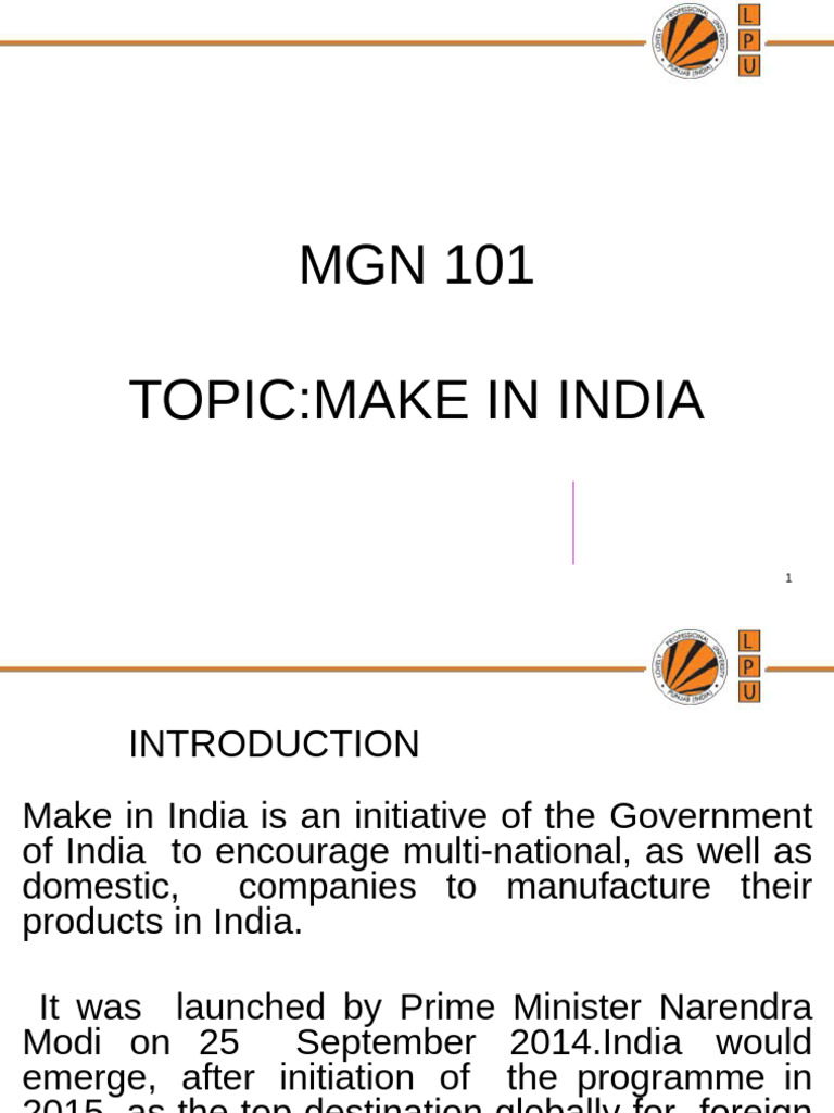 Make in India Initiative Overview | PDF | Economies