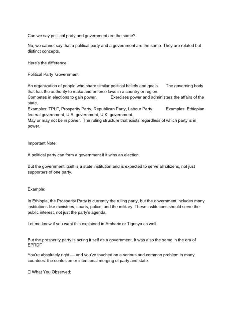 Can We Say Political Party and Government Are The Same | PDF | Civil ...