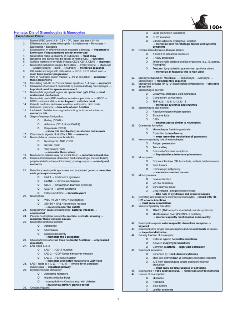 Hemato 3. Dis of Granulocytes & Monocytes | PDF | White Blood Cell ...