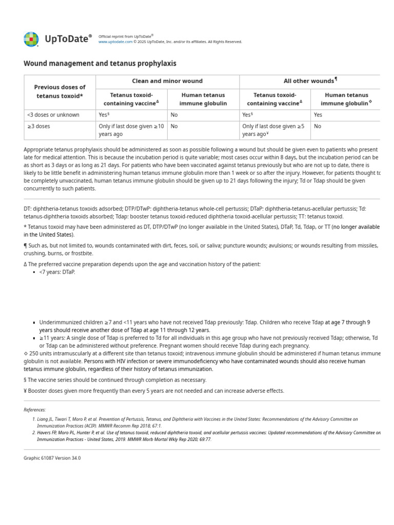 Wound Management and Tetanus Prophylaxis - UpToDate | PDF | Pediatrics ...