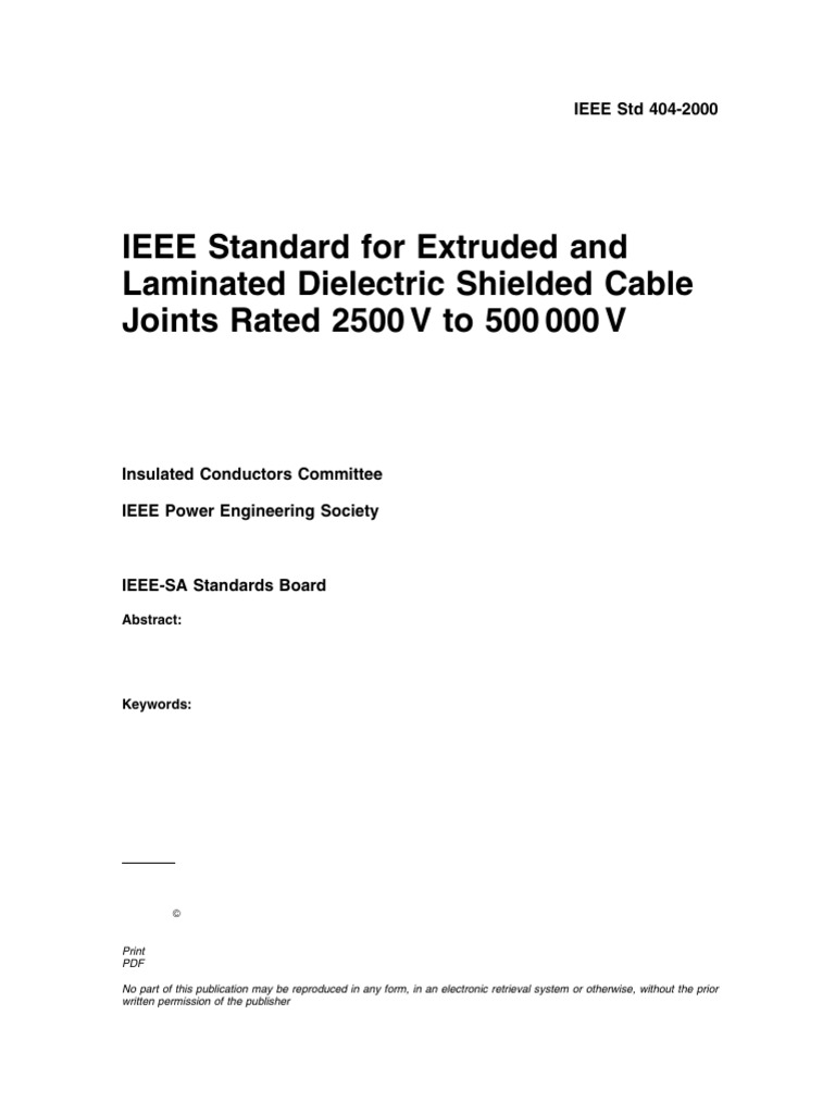 IEEE Std 404-2000: Cable Joint Standards | PDF | Insulator (Electricity ...