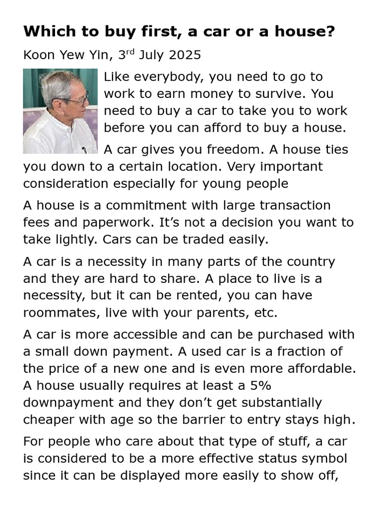 Car vs. House: What to Buy First? | PDF | Electric Vehicle | Electric Car