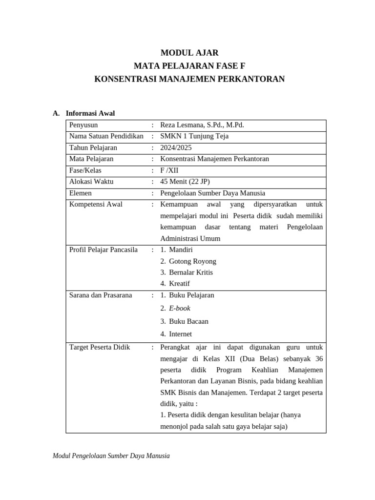 Modul Ajar SDM New | PDF