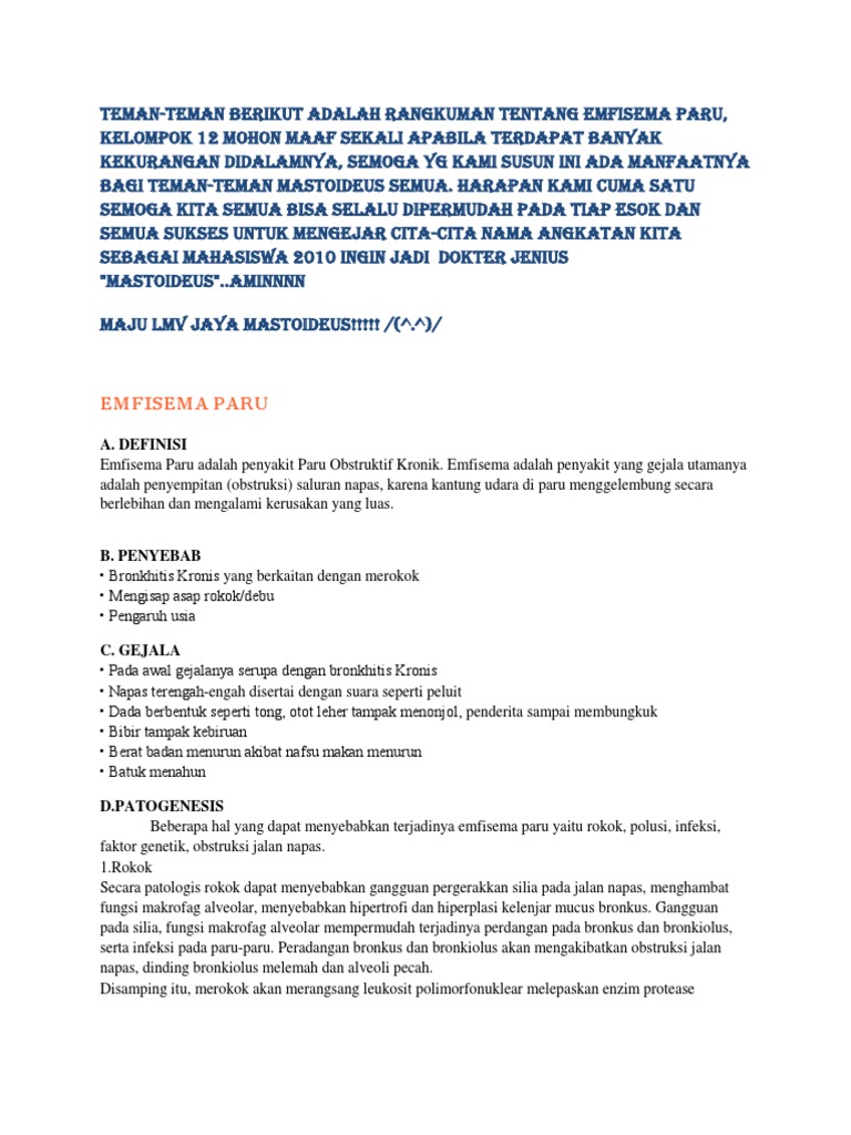 Rangkuman Emfisema Paru | PDF