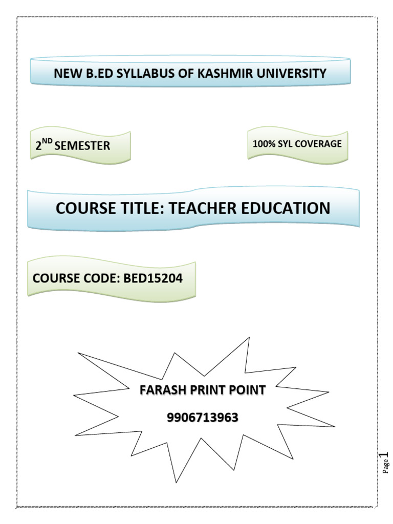 B.Ed Teacher Education Syllabus Overview | PDF | Teachers | Teacher ...