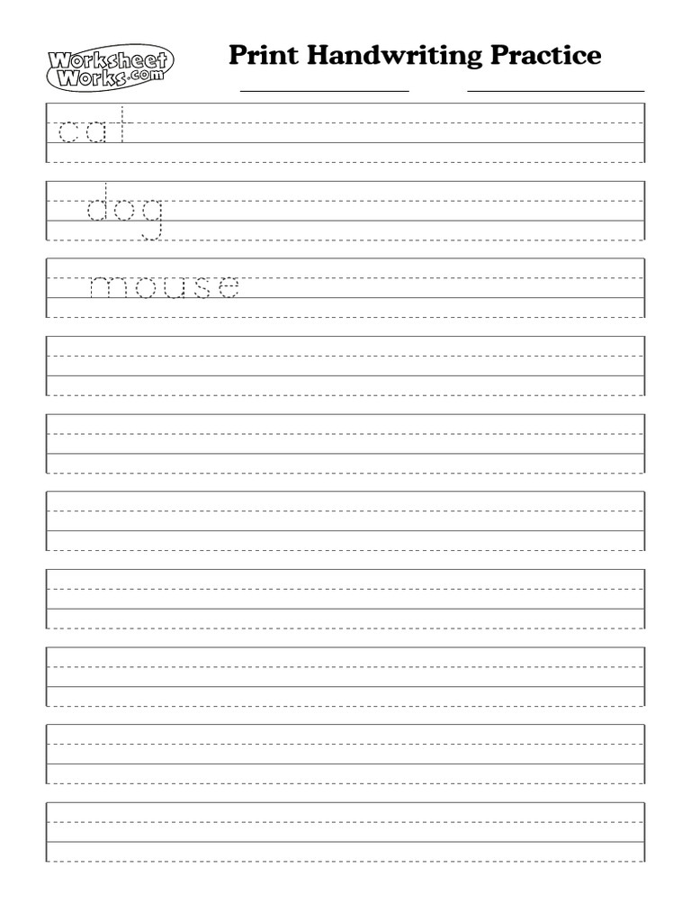 WorksheetWorks Print Handwriting Practice 1 | PDF